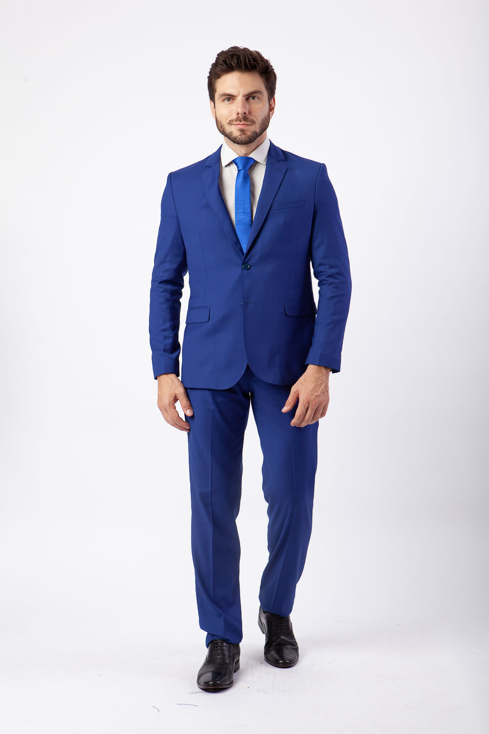 Terno Poliviscose Elastano Liso Azul - Camelo