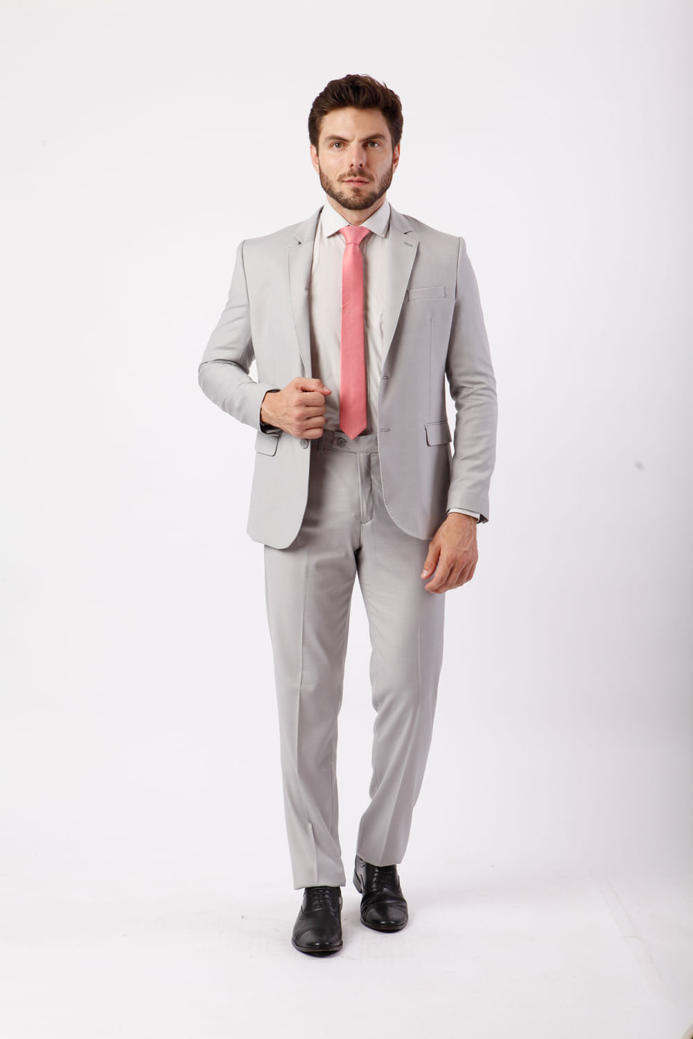 Terno Poliviscose Elastano Liso Cinza - Camelo