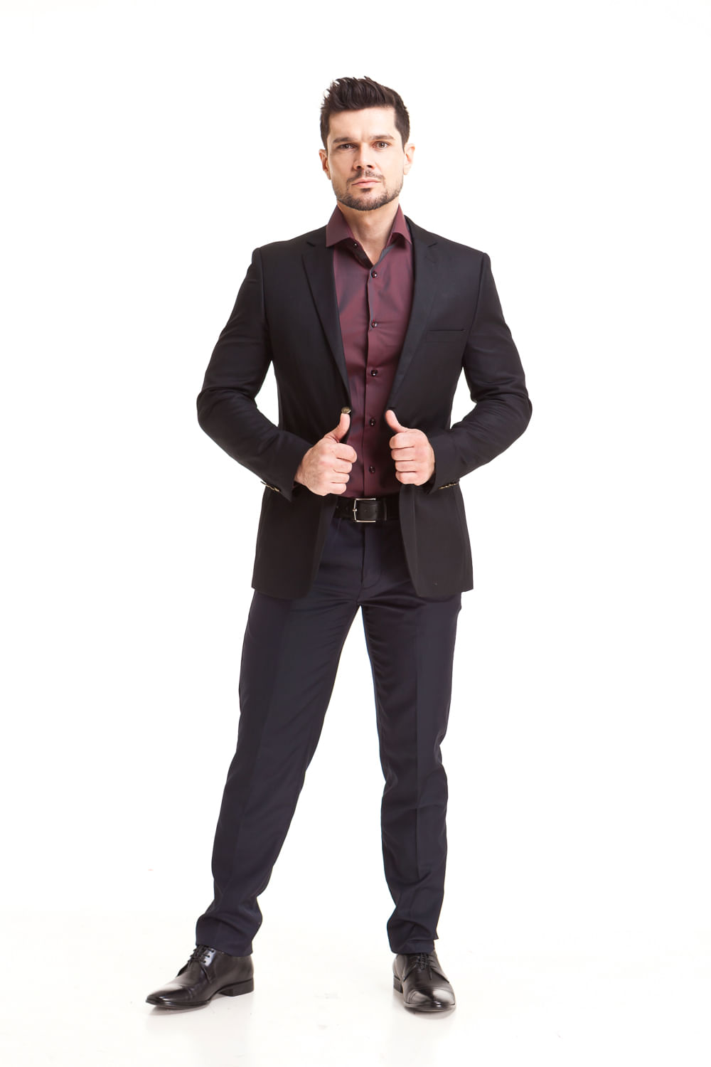 Paletó camelo slim fit super 100 Preto - Camelo